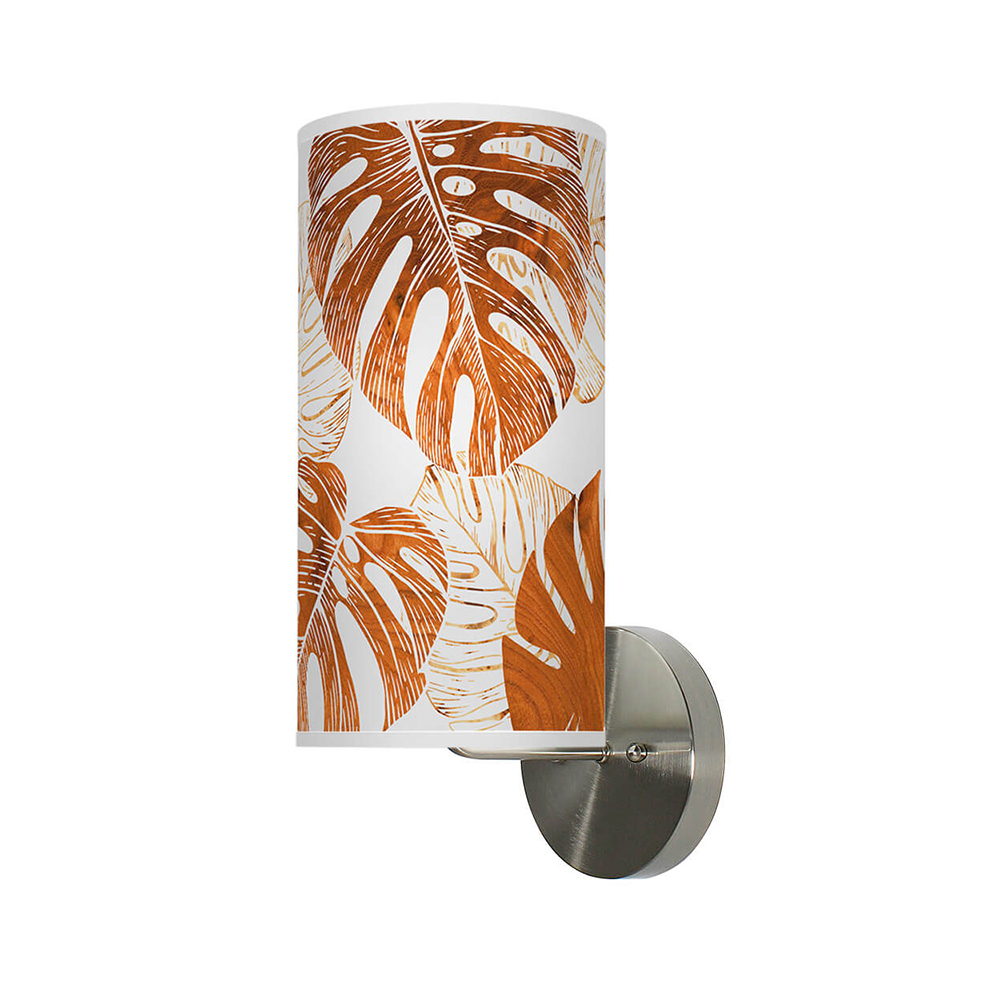 monstera pattern printed shade column wall sconce - jefdesigns